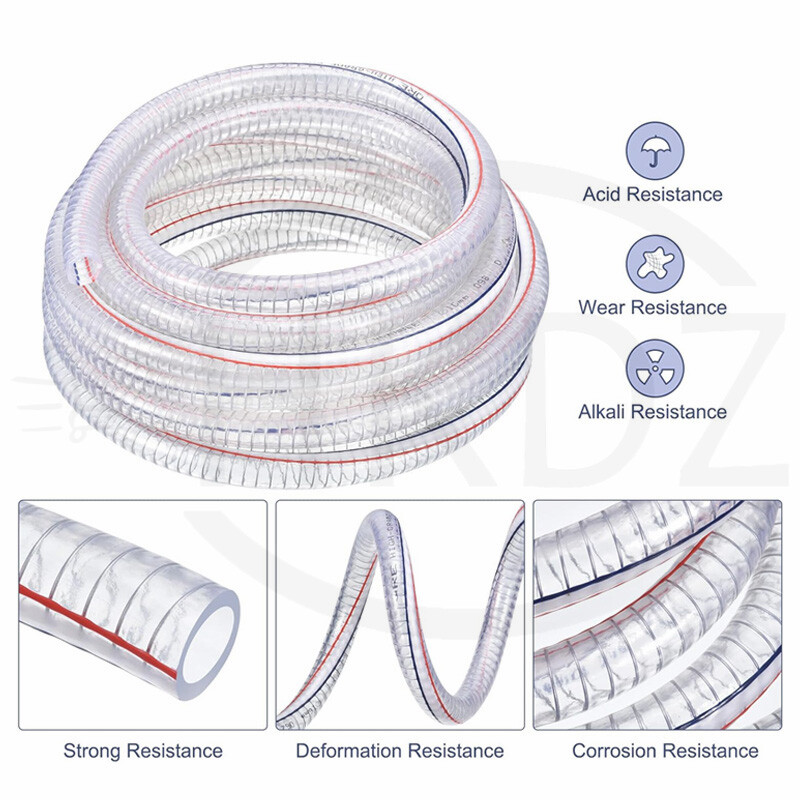 Heavy Duty Braided Wire Reinforced Clear Flexible PVC Hose Pipe - Water ...