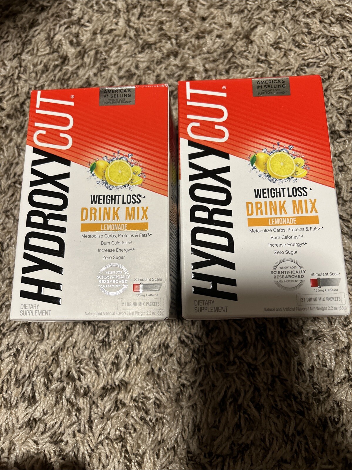 HydroxyCut Weight Loss Drink Mix Lemonade w/ Caffeine 21 Packets Exp 02 ...