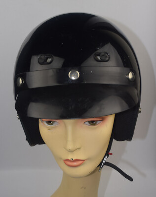 Unbranded Motorcycle Helmet Open face with brow visor size medium Black ...