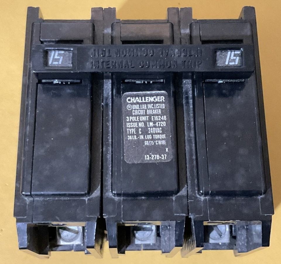 Challenger 15 Amp 3 Pole C315 Type C Circuit Breaker Electrical | eBay