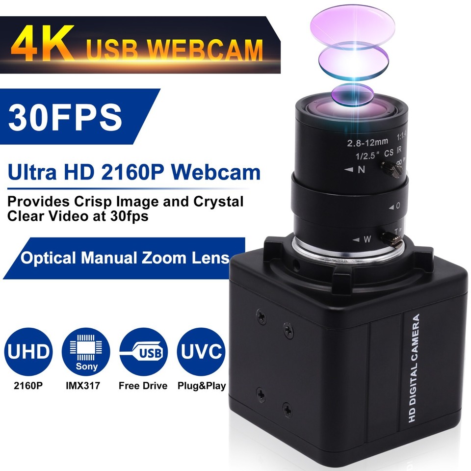 ELP 4K Webcam High Speed 30fps Ultra HD USB Camera With 2.8-12mm ...
