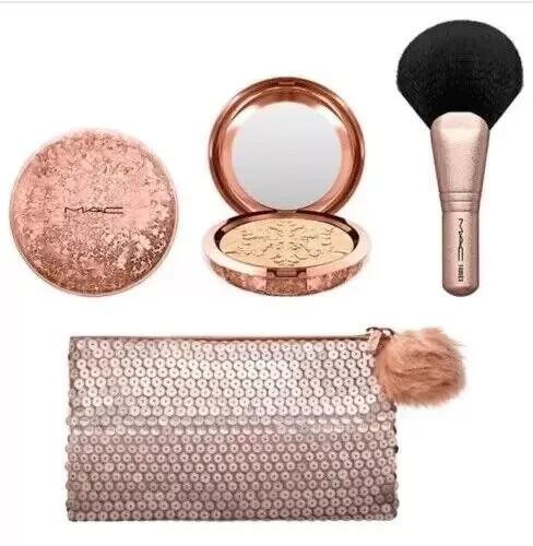 MAC Cosmetics Whisper of Gilt Gold Highlighter Brush Snow Ball Face Bag ...