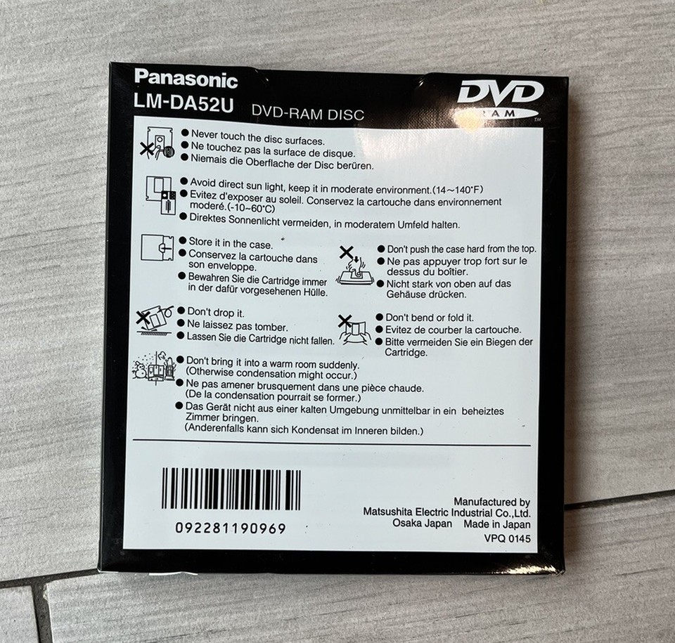 5 PACK Panasonic DVD-RAM 5.2GB Double Sided Rewritable Discs NEW ...