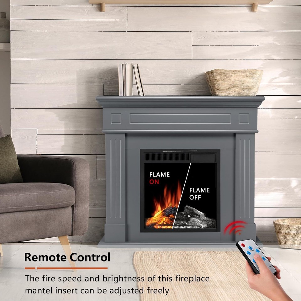 43 Electric Fireplace Mantel Wooden, TV Stand,Remote Control ...