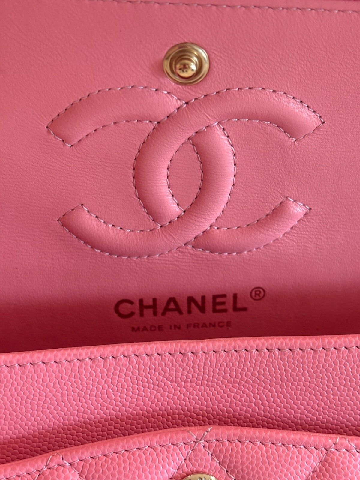 Chanel Classic Double Flap Bag Quilted Pink Caviar Small | eBay