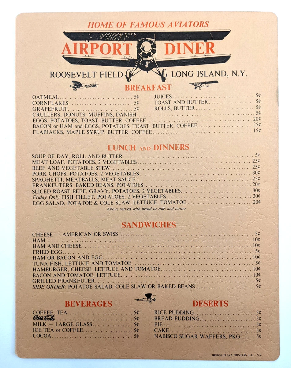 Vintage Diner Menu