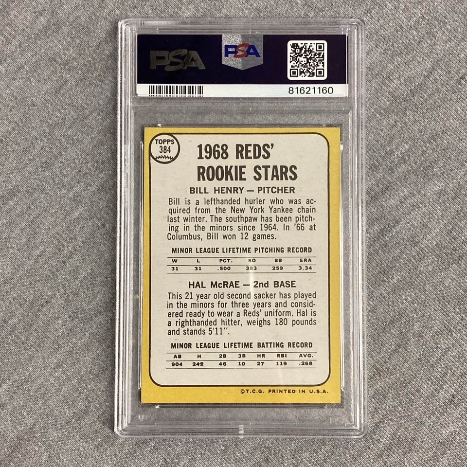 1968 Topps #384 Reds Rookies Bill Henry/Hal McRae PSA 4 VG-EX | eBay