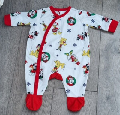 George Age 0-3 Months Disney Mickey And Friends Christmas Baby Grow ...
