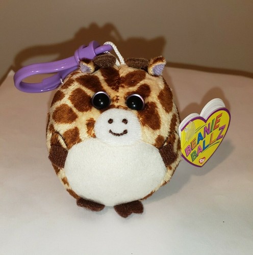 Ty Beanie Baby Ballz - TIPPY the Giraffe (Key Clip - 2.5 inch) MINT w ...
