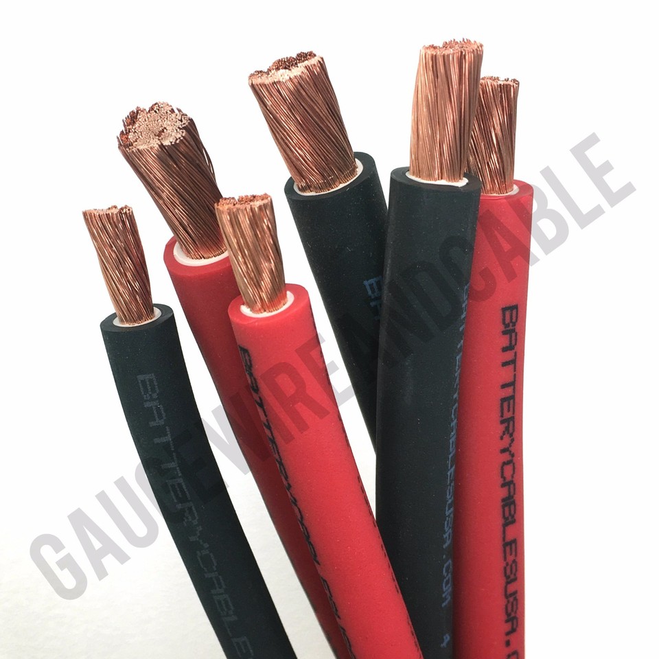 Extreme Battery Cable Flexible OFC Copper 6, 4, 2, 1 Gauge AWG Size By ...