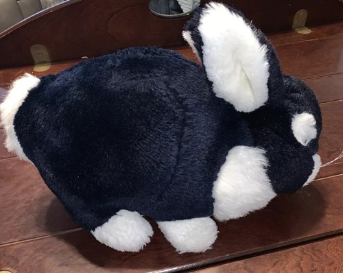 Vintage Bunny Rabbit Plush Laying Down Realistic Black White 12" Inch ...
