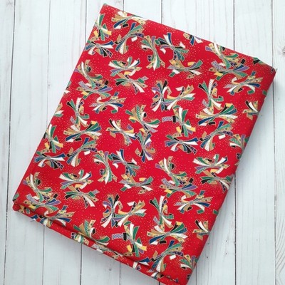 Japanese Noshi Ribbons Chiyogami Style Cotton Fabric Red 3 1/8 yards | eBay