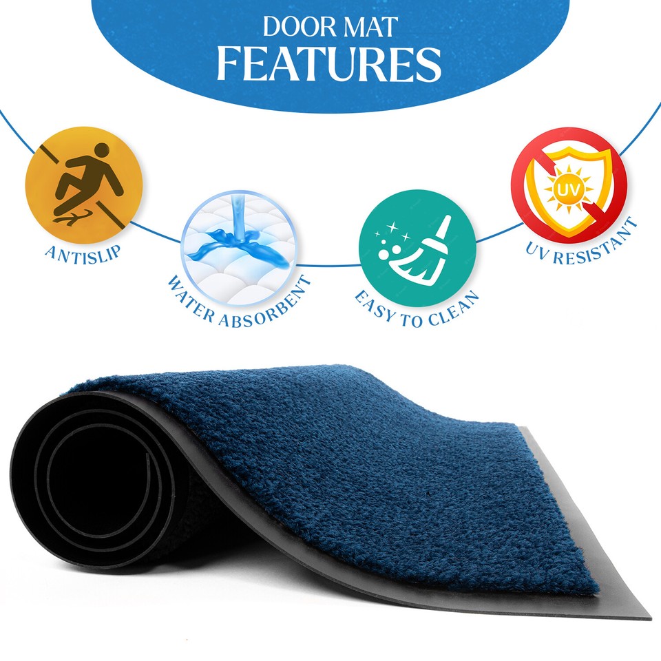 Large Indoor Door Mat Entrance Rug Dirt Trapper Non Slip Washable ...