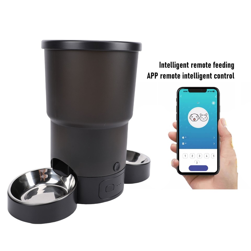 WiFi Automatic Cat Feeder For 2 Cats Portion Control Remote Control ...