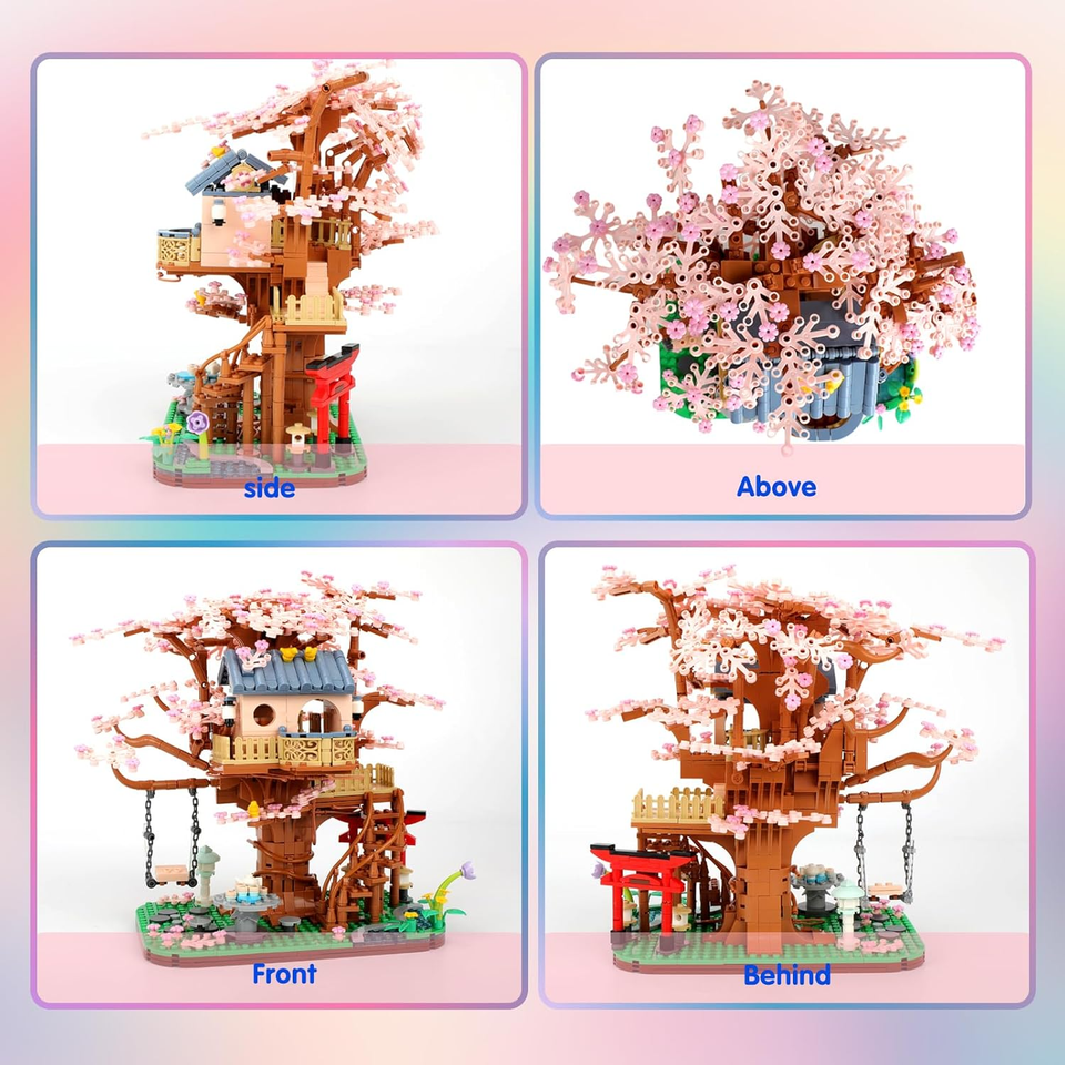 1446PCS Cherry Blossom Tree House Building Blocks Set Flower Mini ...