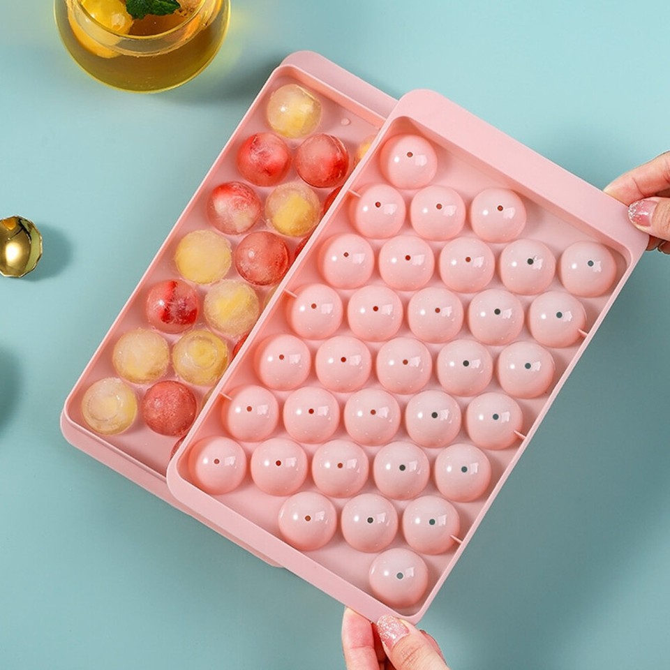 DIY Round Ice Cube Ball Maker PP Tray Silicone Sphere Mold Bar Whiskey ...