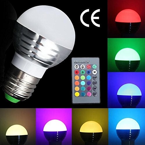 Lot of 60: Standard Screw Base 16 Colors Changing Dimmable 3W RGB LED ...