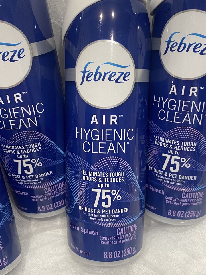 4 Febreze Air HYGIENIC CLEAN Eliminates up to 75% DUST & PET DANDER ...