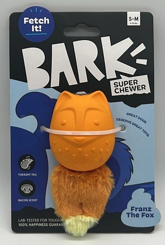 Bark Super Chewer Dog Toy FRANZ THE FOX SMALL TO MEDIUM BACON SCENT for ...
