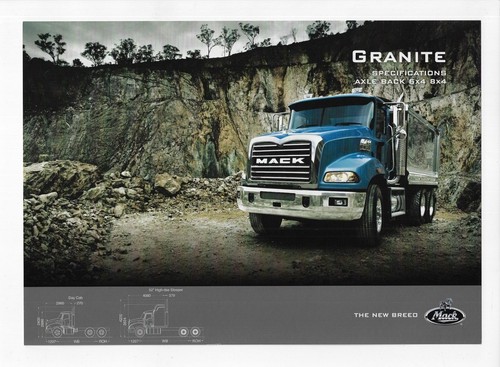 MACK GRANITE AXLE BACK 6X4 & 8X4 TRUCKS SPECIFICATIONS FLYER BROCHURE ...
