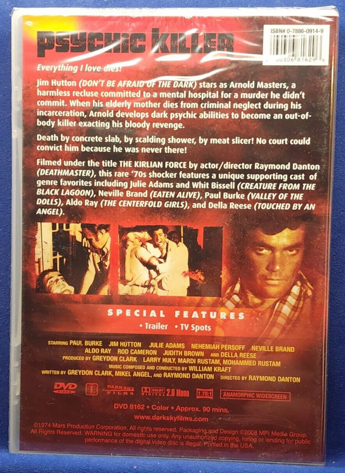 Psychic Killer (DVD, 1975) Paul Burke, Jim Hutton, Julie Adams, Della ...
