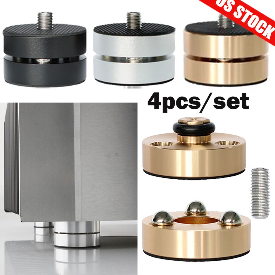4pcs Aluminum HiFi Audio Amp Speaker Turntable Isolation Feet Equipment ...