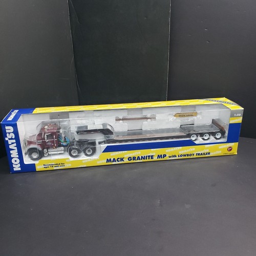 FIRST GEAR RED MACK GRANITE MP 1:50 LOWBOY TRAILER KOMATSU 59-3106 New ...