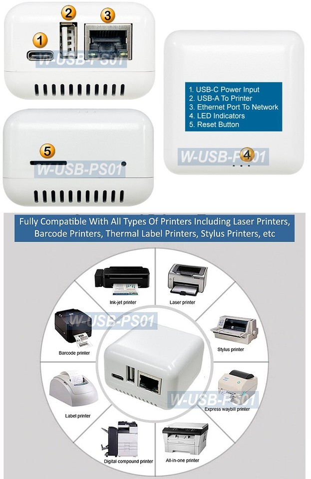 Premium Wireless 1-Port USB Printer Network Adapter For All USB Printer ...