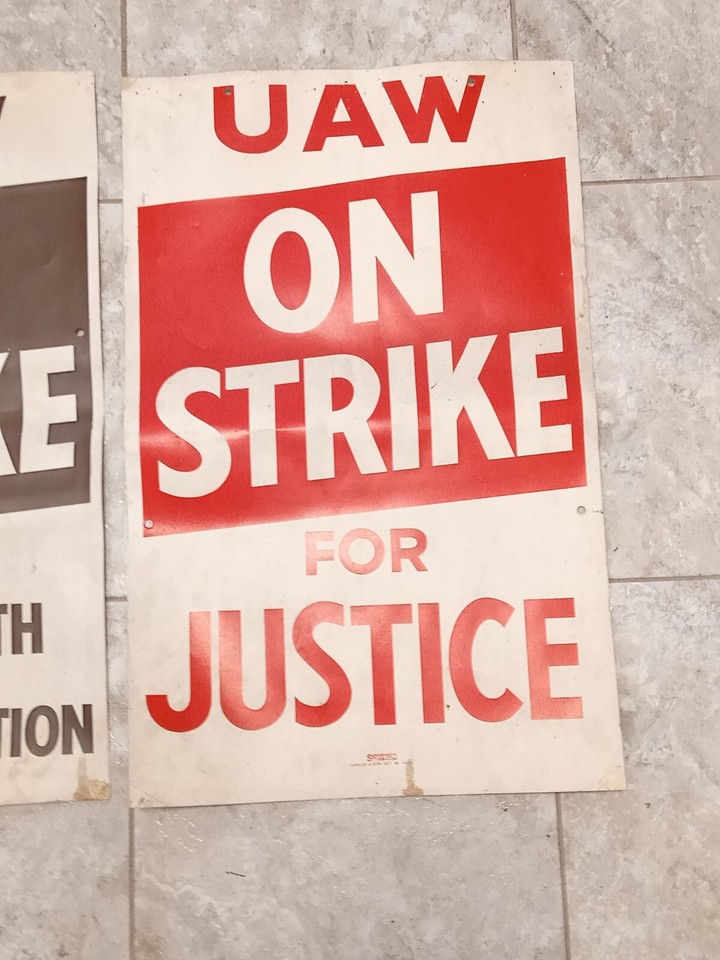 Vintage U.A.W United Auto Workers strike poster signs | eBay UK
