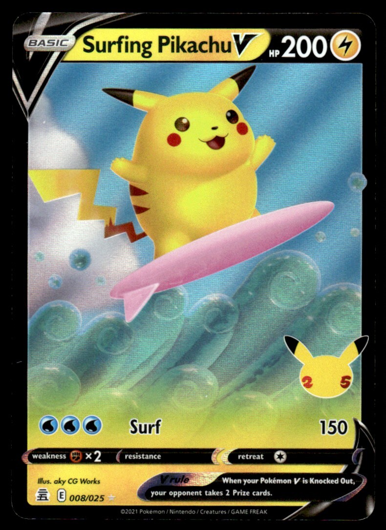 2021 Sword & Shield - Celebrations Surfing Pikachu V Basic/Rare Holo V ...
