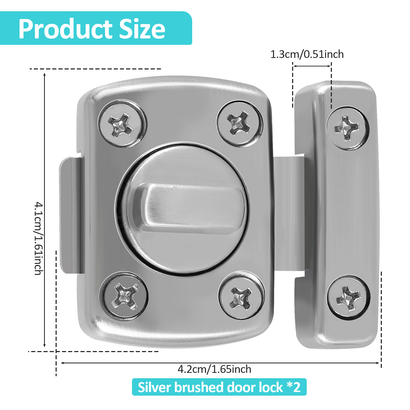 2Pcs Rotary Bolt Latch Keyless Gate Slide Lock Latch Safety Door Latch ...