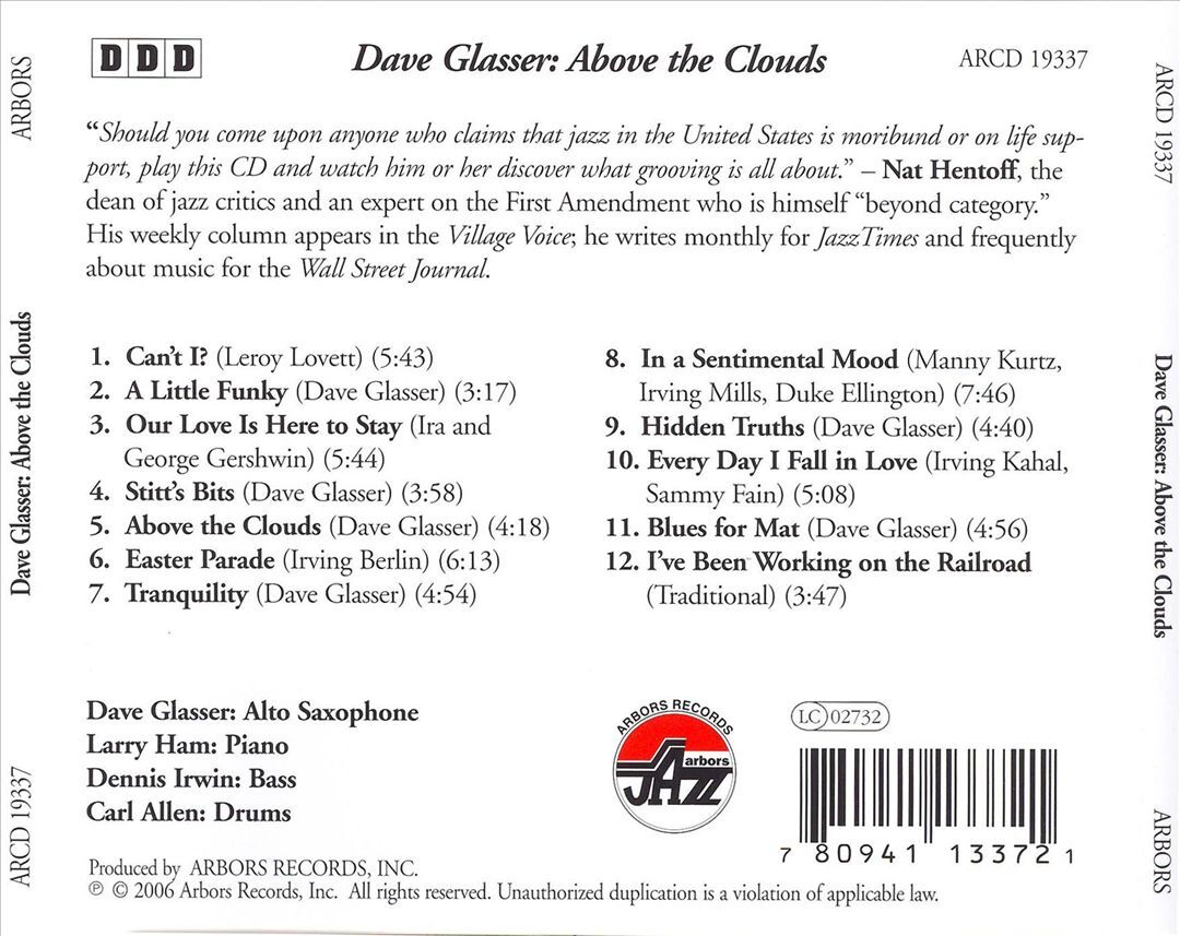 DAVE GLASSER ABOVE THE CLOUDS NEW CD 780941133721 | eBay