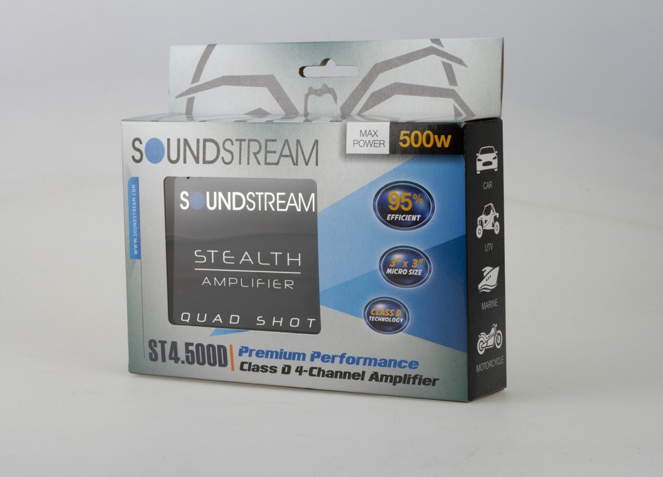SOUNDSTREAM ST4.500D MOTORCYCLE 4 CHANNEL 500W SPEAKER COMPACT SMALL ...
