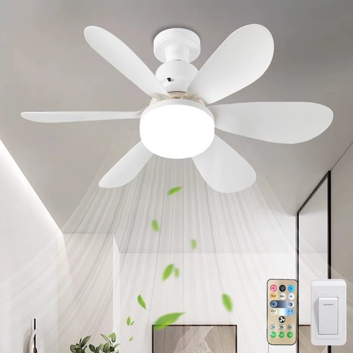 Large Ceiling Fan E27 Fan Light with Dimmable LED Light Remote ...