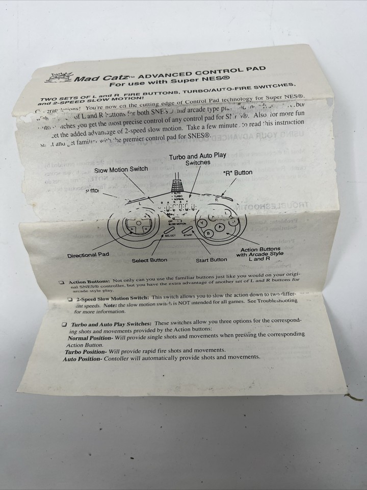 RARE Mad Catz SNES Advanced Controller Pad Super Nintendo Controller ...