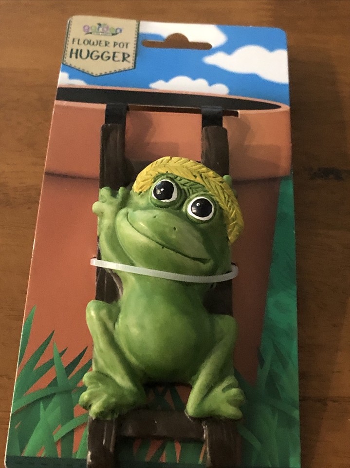 Flower Pot Hugger Frog Garden Decor Indoor Outdoor | eBay
