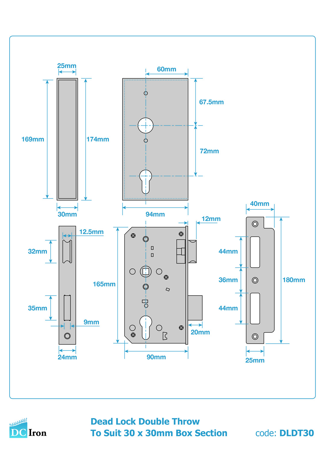 Weld In Gate Lock Double Throw Sashlock To Suit 30x30mm Box Section ...