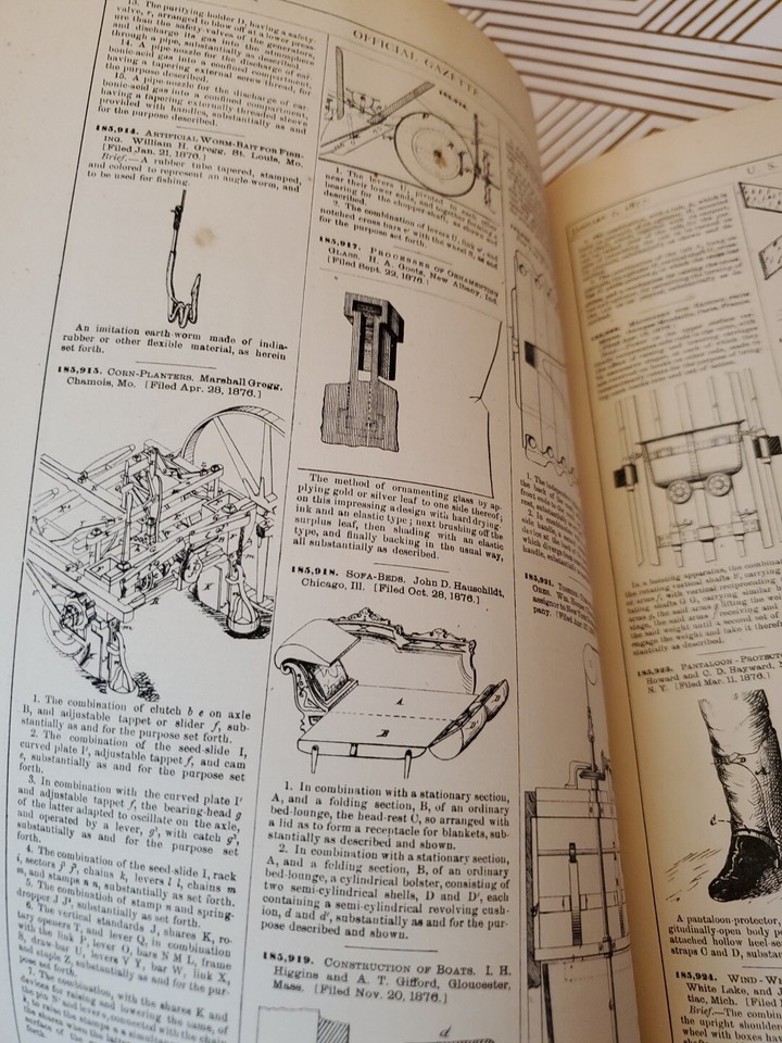 1877 Official Gazette of the United States Patent Office Issue January ...