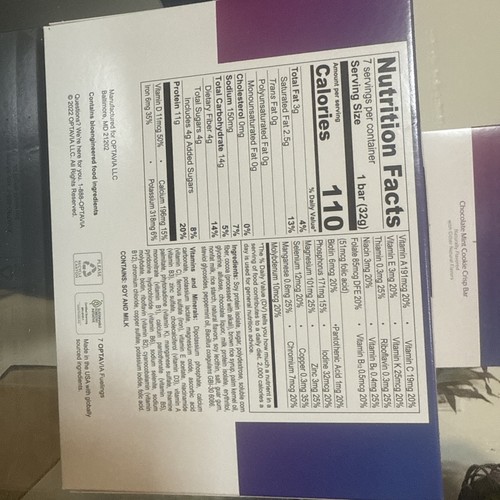 Optavia Chocolate Mint Cookie Crisp Bar - 7 Bars - New | eBay