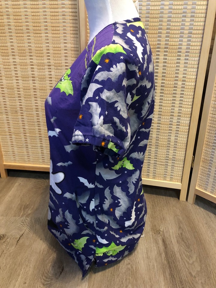 Halloween Scrubs Top Cartoon Small S Disney Mickey Mouse as Vampire ...