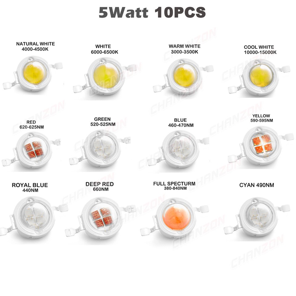 22 Colors High Power Smd Led Chip 1W 3W 5W White Royal Blue Light ...