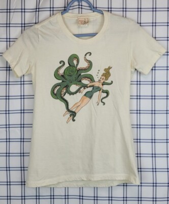 Mischief Made Short Sleeve Shirt Octopus Pin-Up Girl 60's Sz Small | eBay