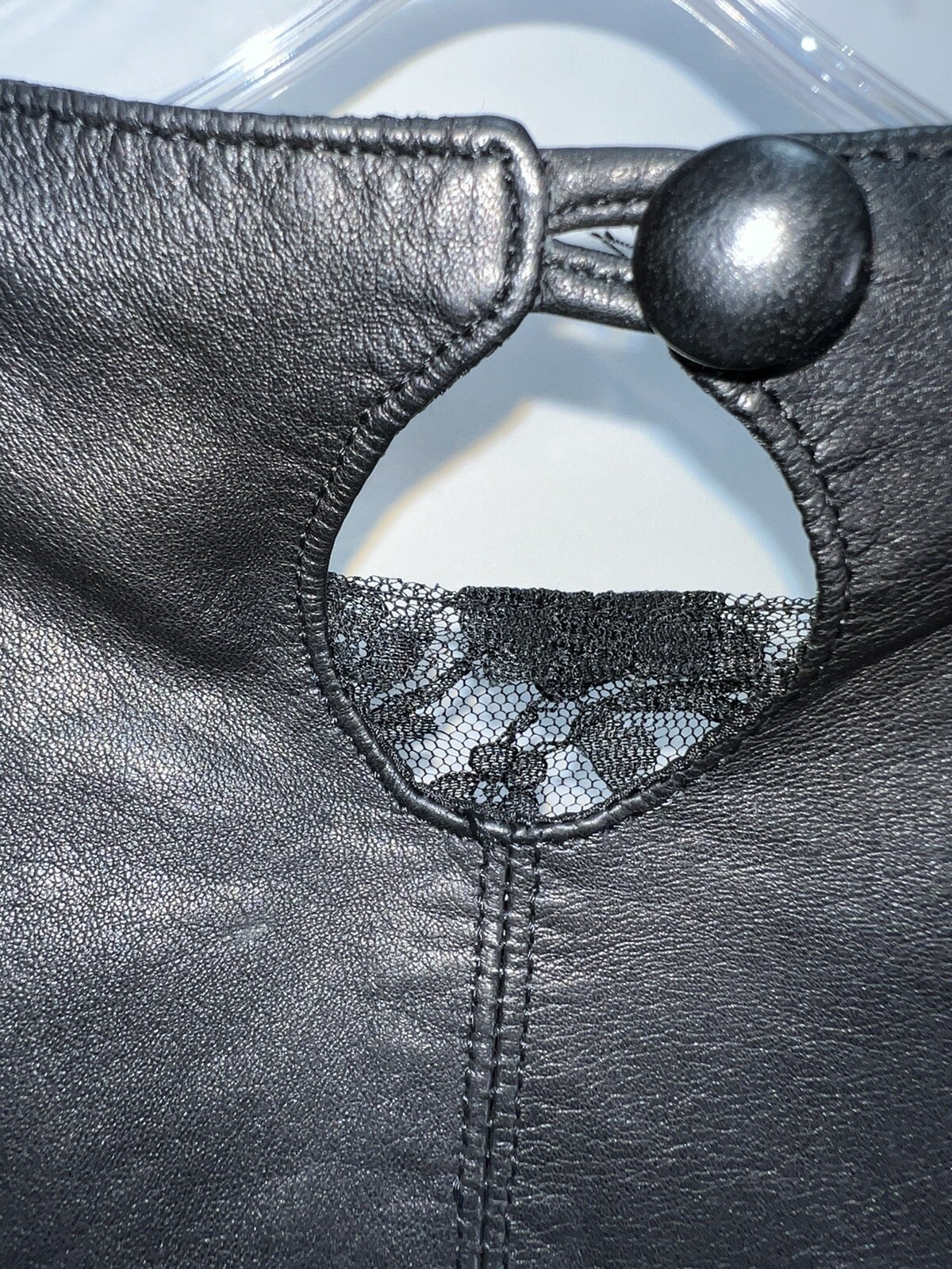 VTG LEATHER PELLE CUIR TOP PUNK GOTH NEW WAVE BIKER W… - Gem