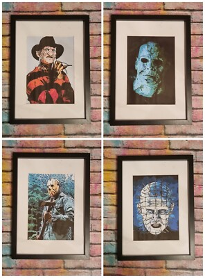 Retro Horror Prints Set Of 4 Freddy Jason Pinhead Pop Art Style 80's ...