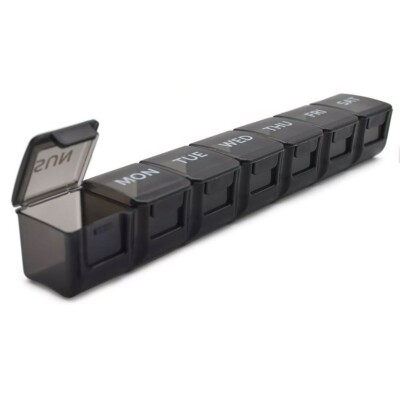 Black Extra Large Weekly Pill Box Organizer 7 Day Jumbo Pill Case | eBay