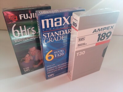 Ampex Broadcast Tape Fujifilm 6 hrs Maxell 6 hrs 3 VHS Tape Lot Sealed ...