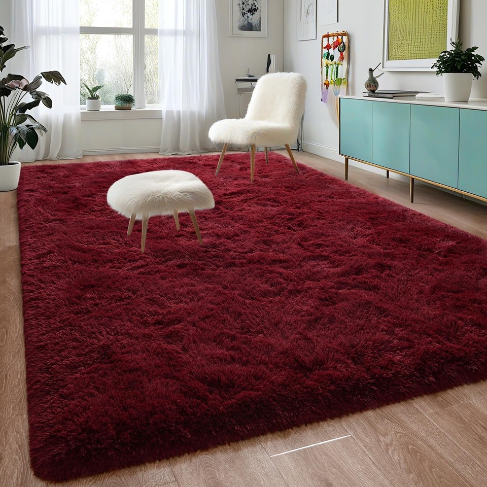Extra Large 9x12 ft Burgundy Red Area Rugs for Bedroom Living Room ...