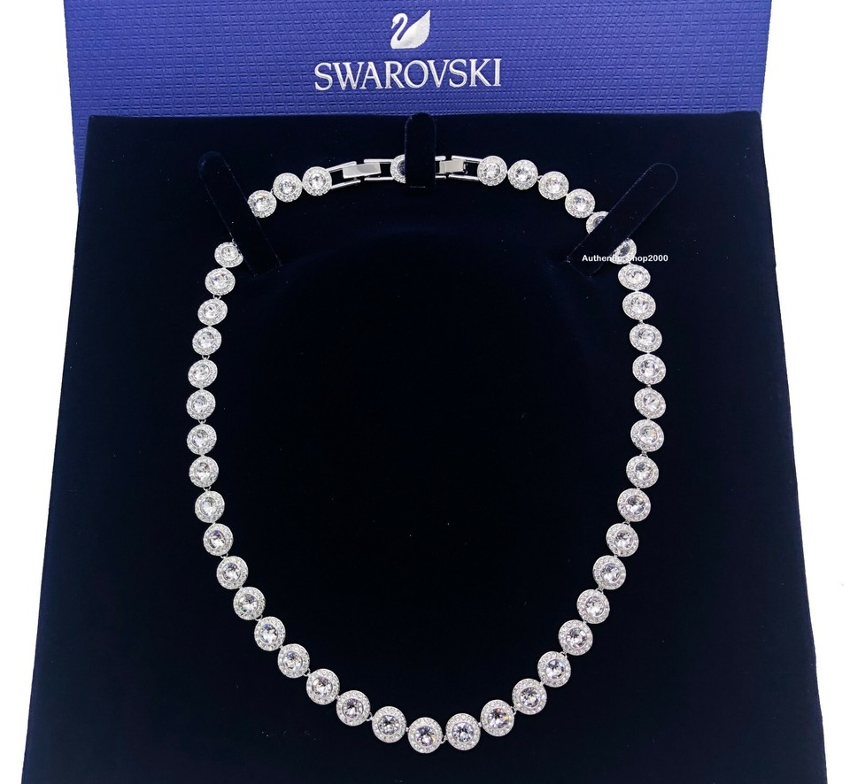 100% SWAROVSKI Rhodium Rose Gold Angelic Stone Sparkle Necklace 5117703 ...