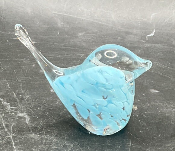 Art Glass Light Blue Clear Bird Vintage Adorable! | eBay