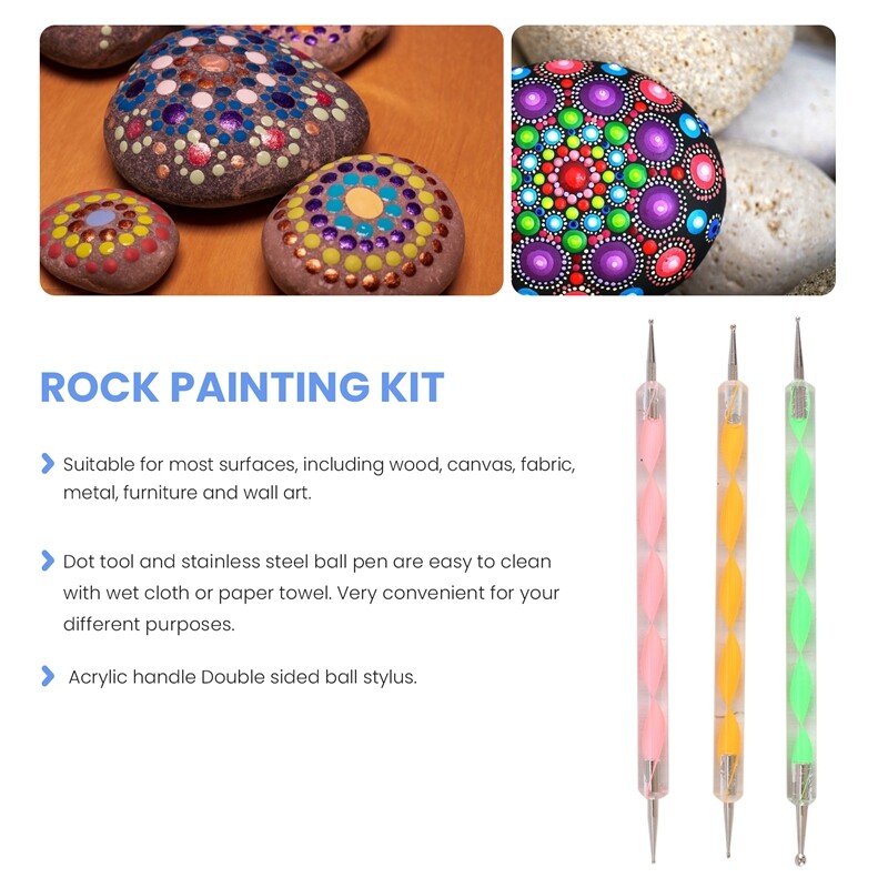 Mandala Dotting Stencil Tools Rock Painting Kit Ball Stylus Dotting ...